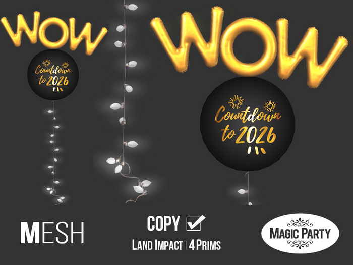 Second Life Marketplace - WOW Countdown Balloon 2026 [with Resize ...